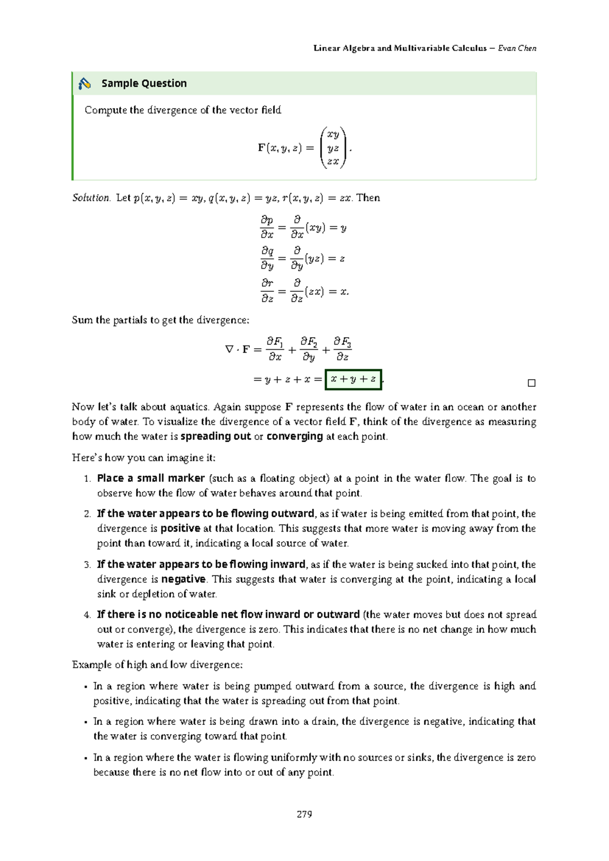 Linear Algebra & Multivariable Calculus: Divergence of Vector Field ...