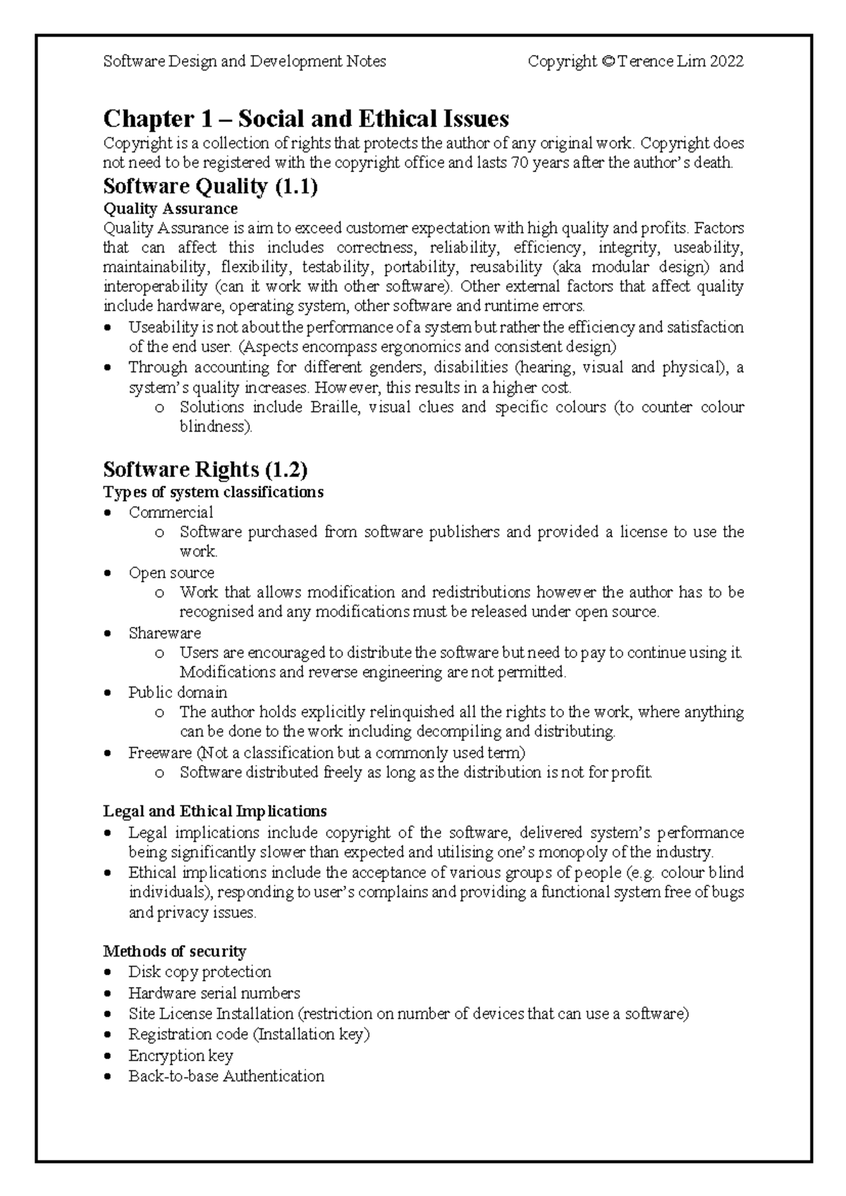 Software Design and Development Notes (SDD101) - Chapters 1-10 Overview ...