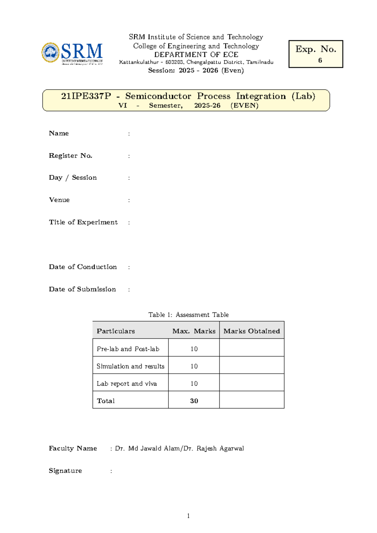 21IPE337P Experiment 6: SADP and SQDP Techniques in Semiconductor ...