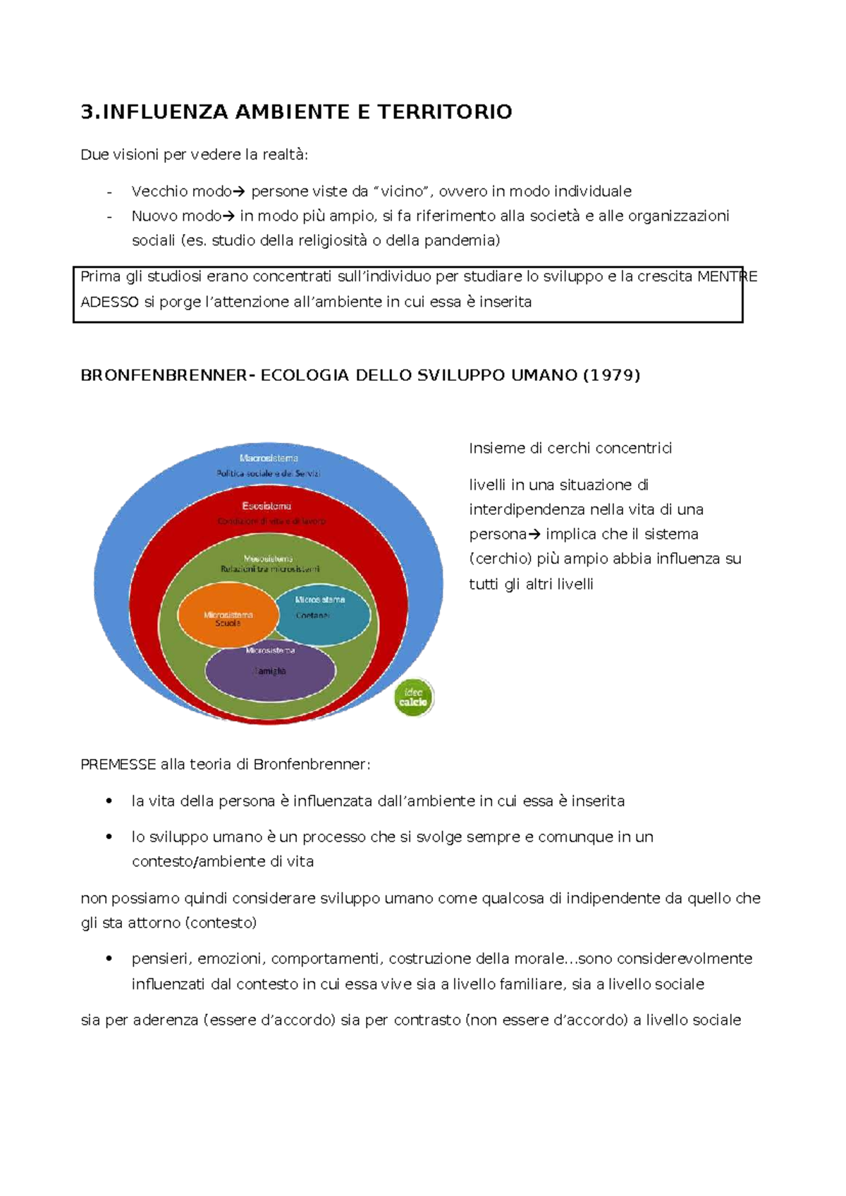 3. Influenza dell'Ambiente e del Territorio: Teorie e Riflessioni - Studocu