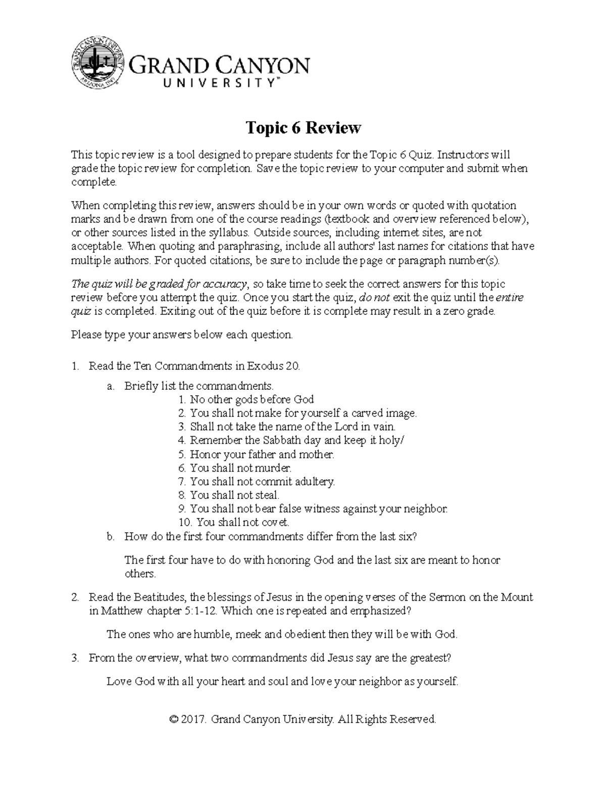 CWV-101 Topic 6 Quiz Review: Key Concepts and Discussion Points - Studocu