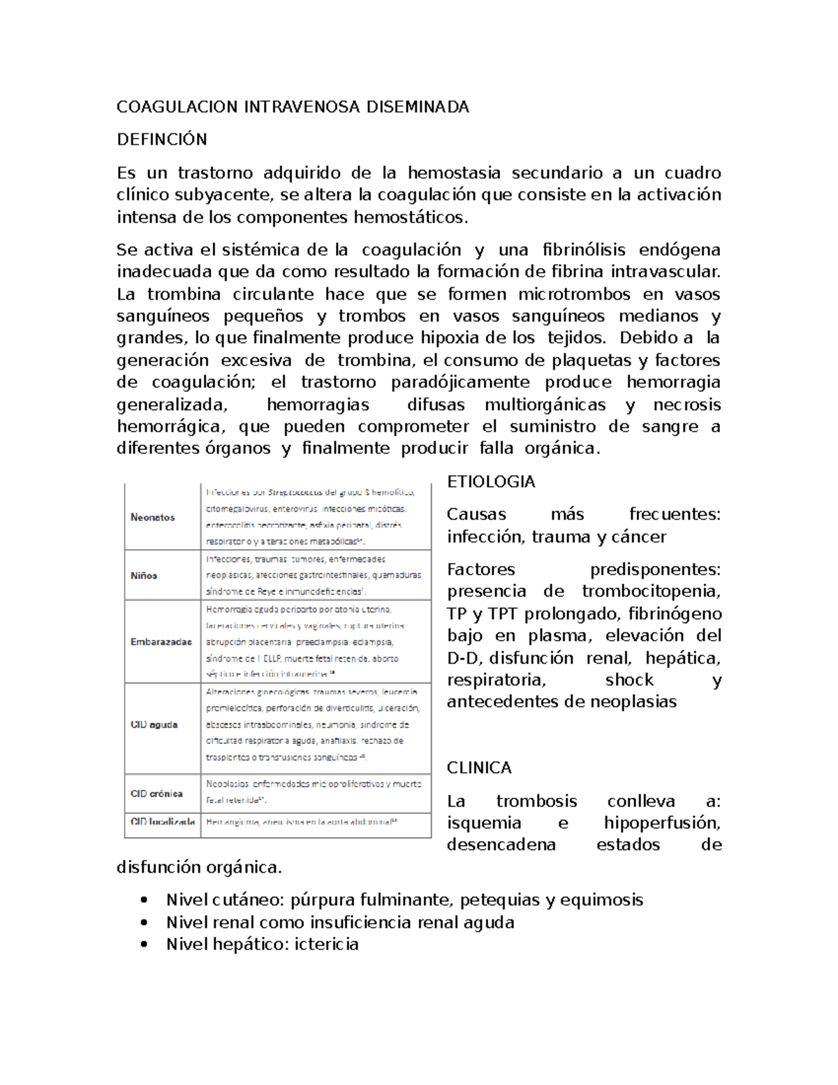 Resumen sobre CID: Definición, Etiología y Diagnóstico - Studocu