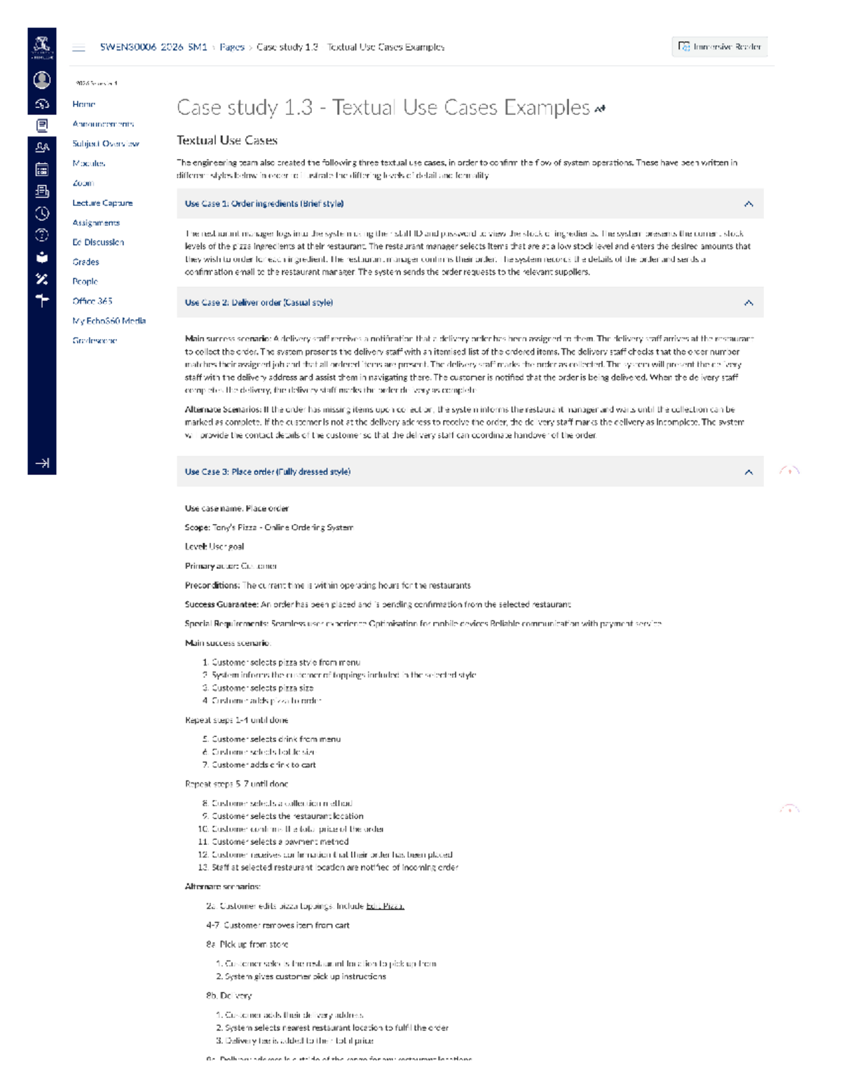 MELBOURNE 2026 Semester 1 Case Study 1.3: Textual Use Cases Examples ...