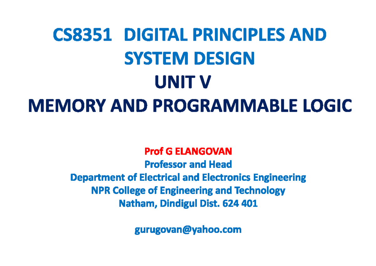 Digital Electronics Notes - DE Unit 5 Overview and Key Concepts - Studocu