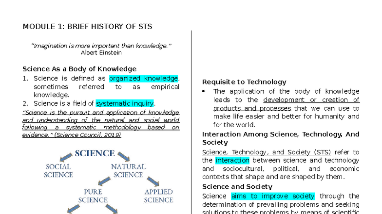 Chapter 1-4 STS: A Comprehensive Overview of Science, Technology, and ...