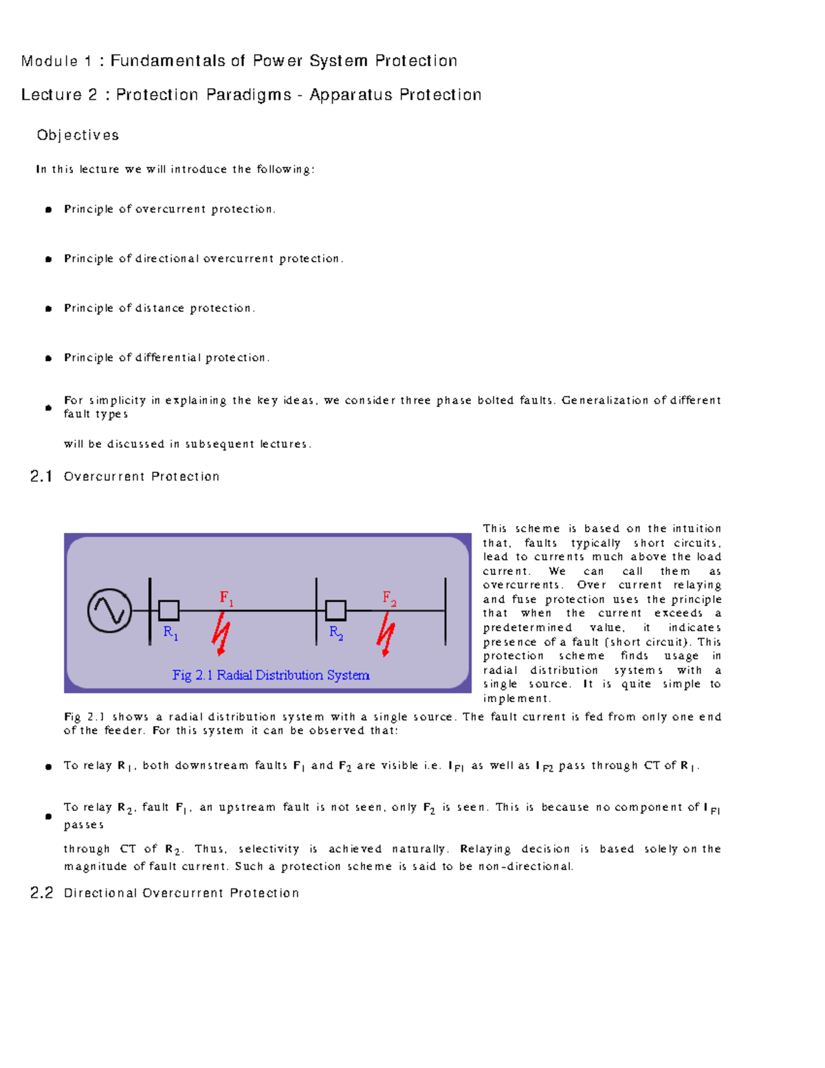 Module 1: Power System Protection - Lecture 2: Protection Paradigms ...