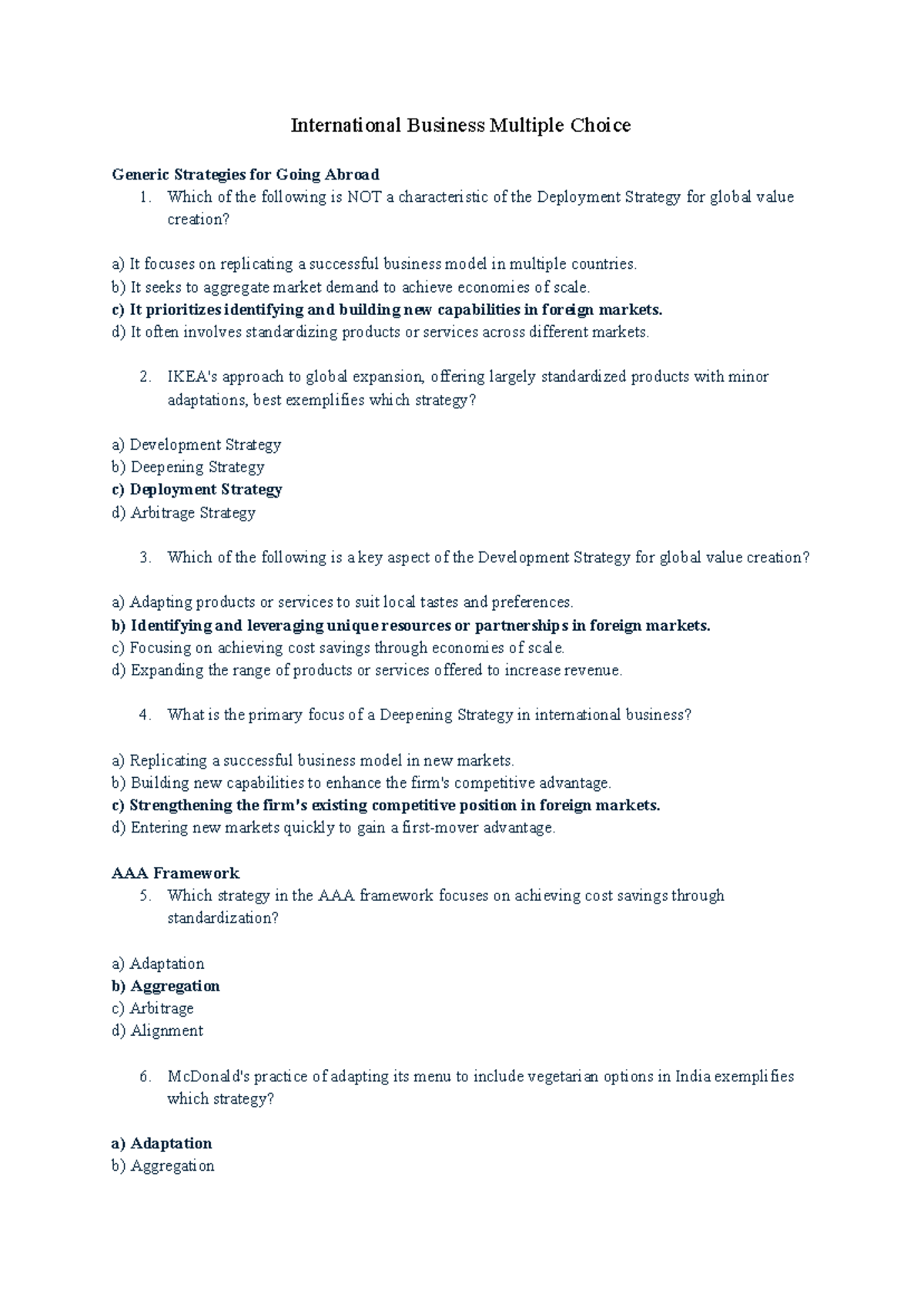 Multiple choice questions + Case study based answers - International ...
