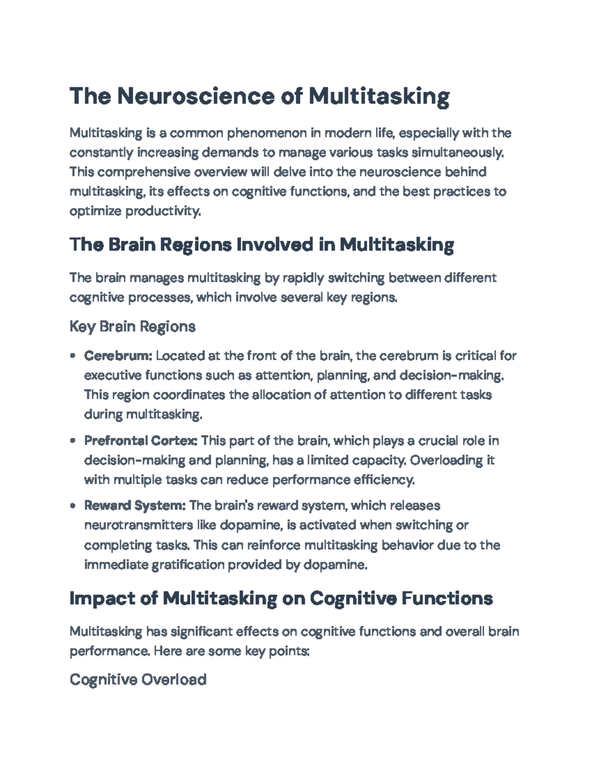 Neuroscience of Multitasking: Effects, Strategies, and Brain Insights - The Neuroscience of ...