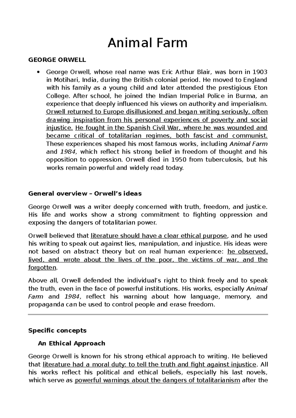 Animal Farm Analysis & Themes - GEORGE ORWELL - Studocu