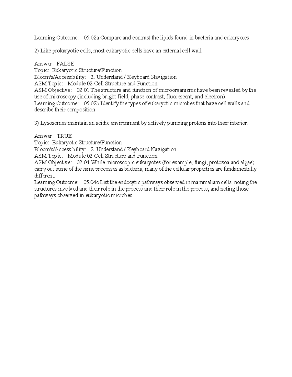 Microbiology Test Bank: Prescott's 12th Ed. - Module 02 Insights - Studocu