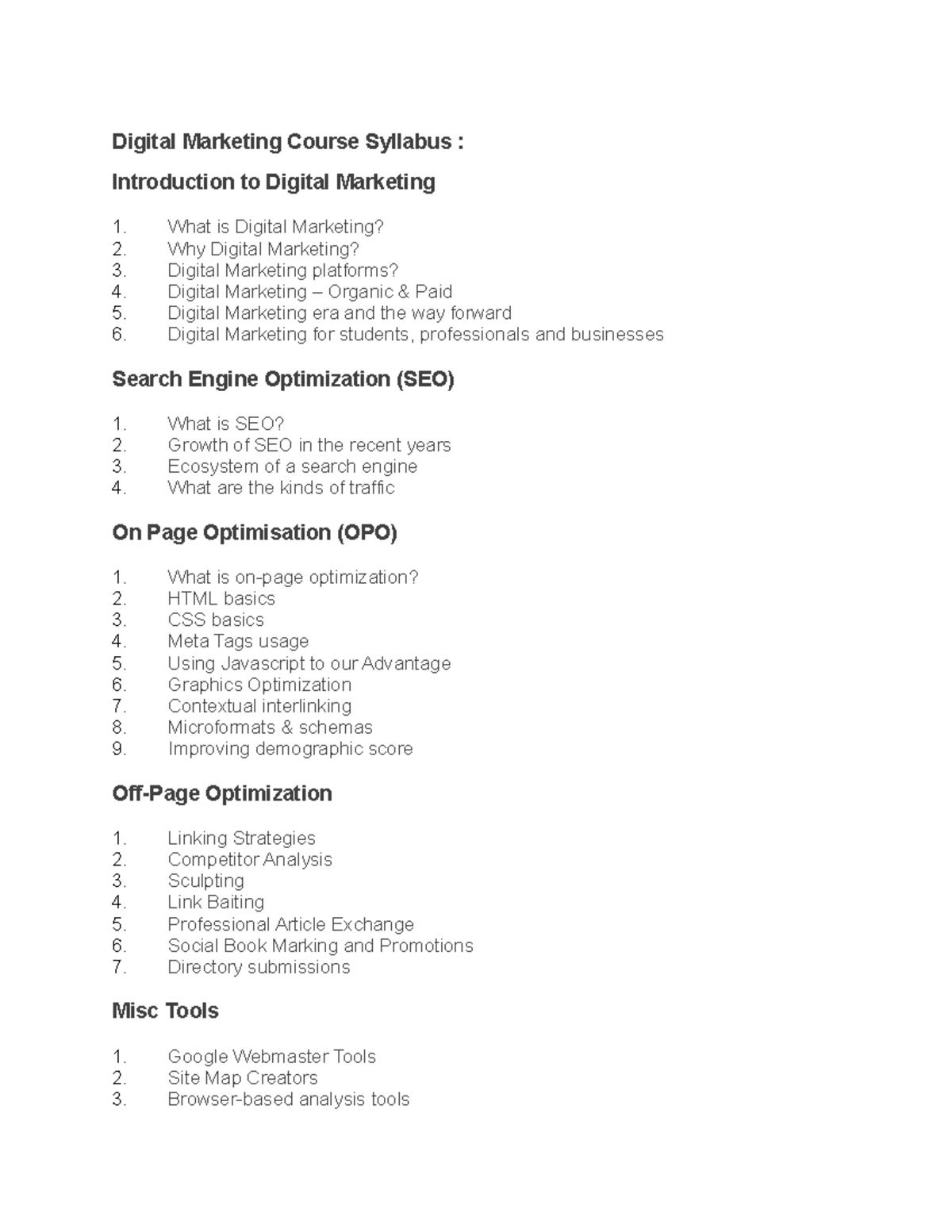 Digital Marketing Course Syllabus (DMC 101) - Comprehensive Overview ...