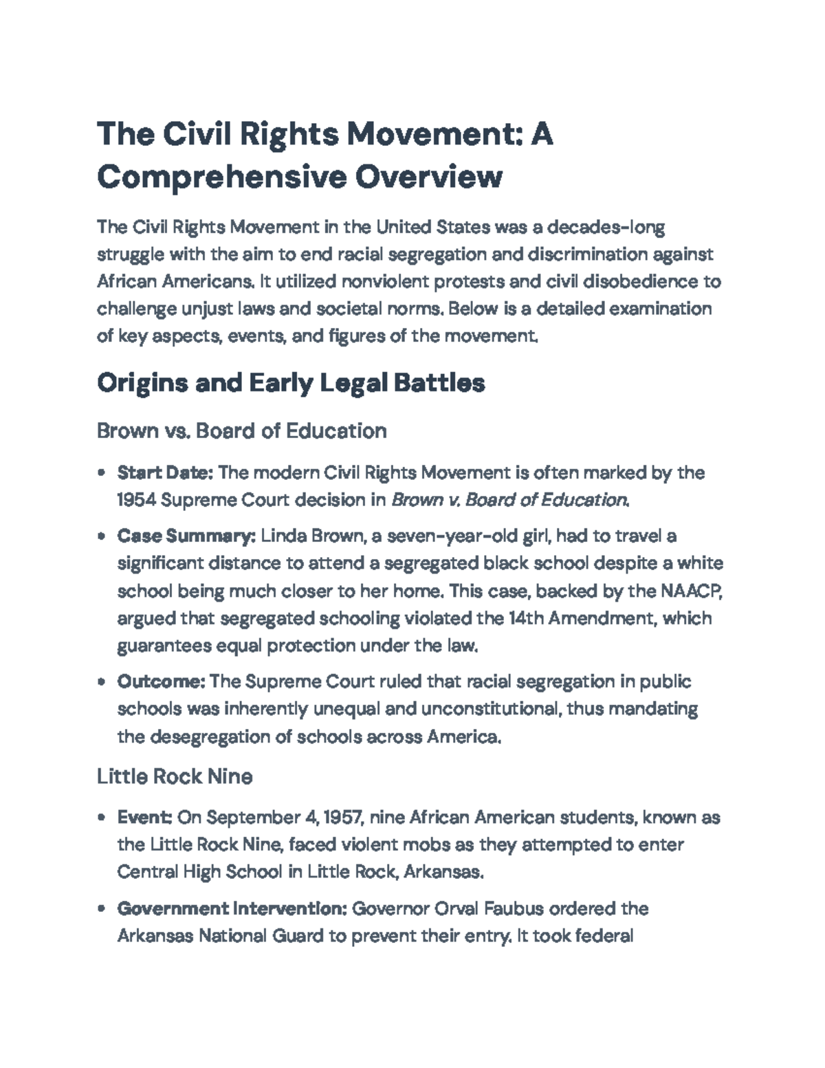 Civil Rights Movement Overview (CIVIL101): Key Events and Leaders - Studocu