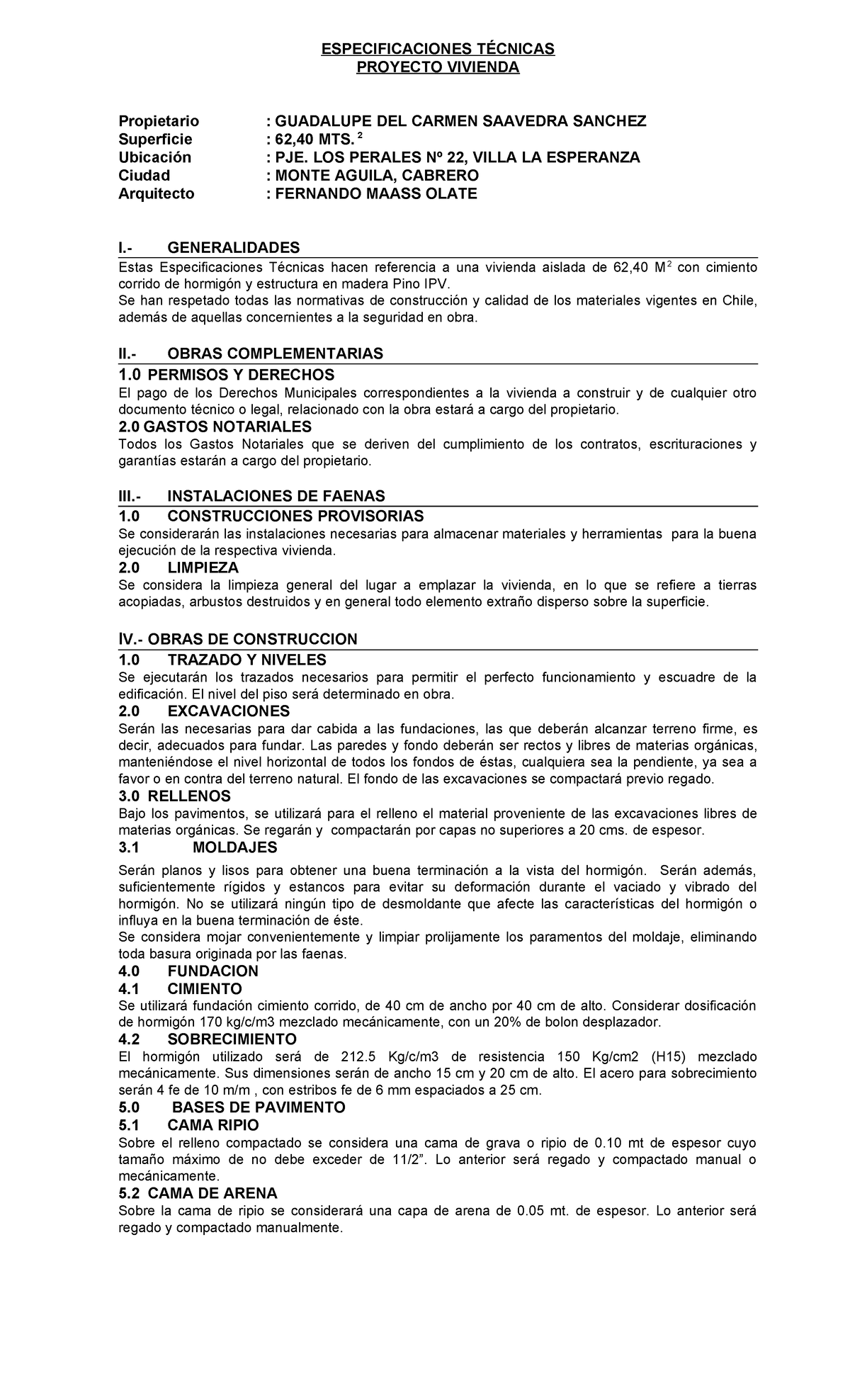 Especificaciones Técnicas del Proyecto Vivienda - EETT - Studocu
