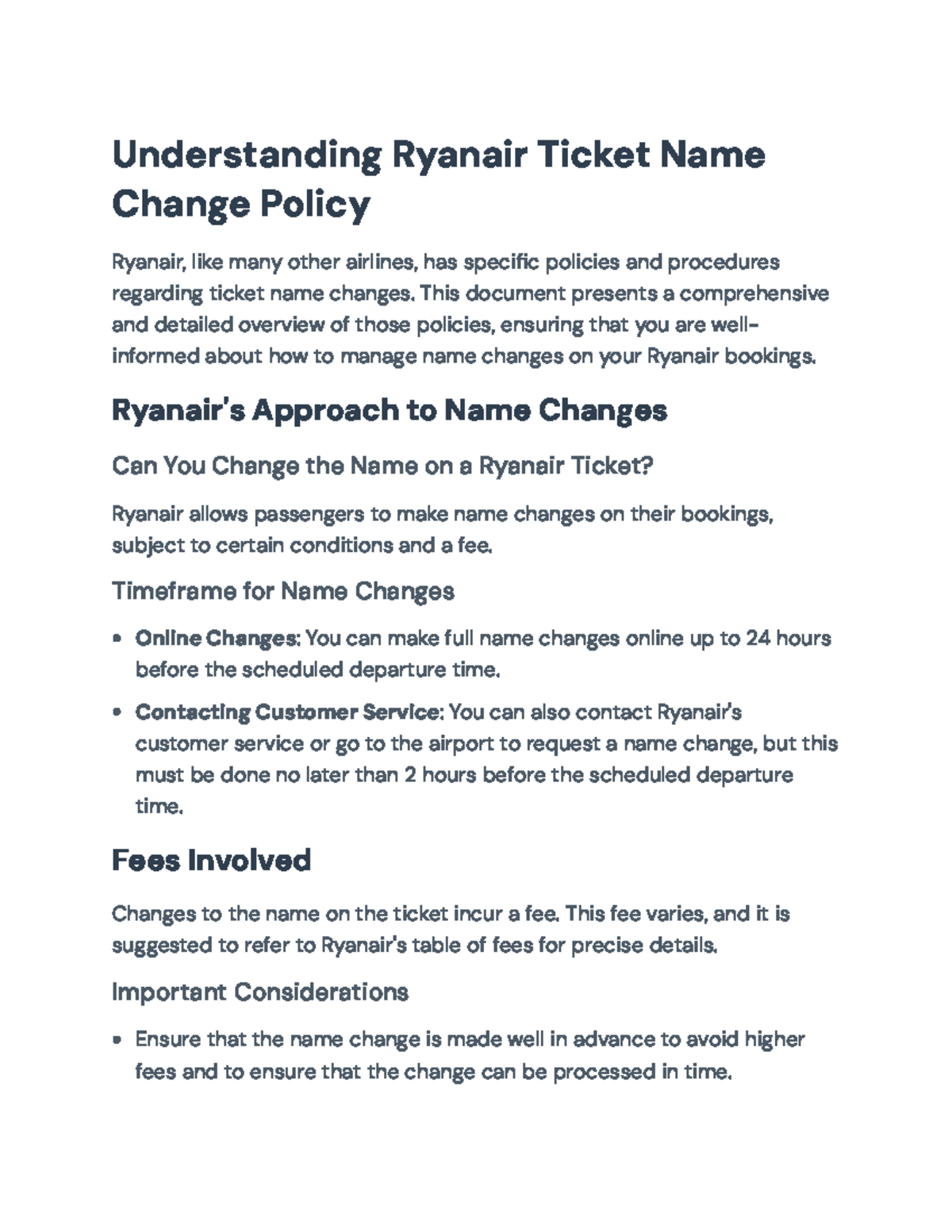 Ryanair Ticket Name Change Policy Overview and Guidelines ...
