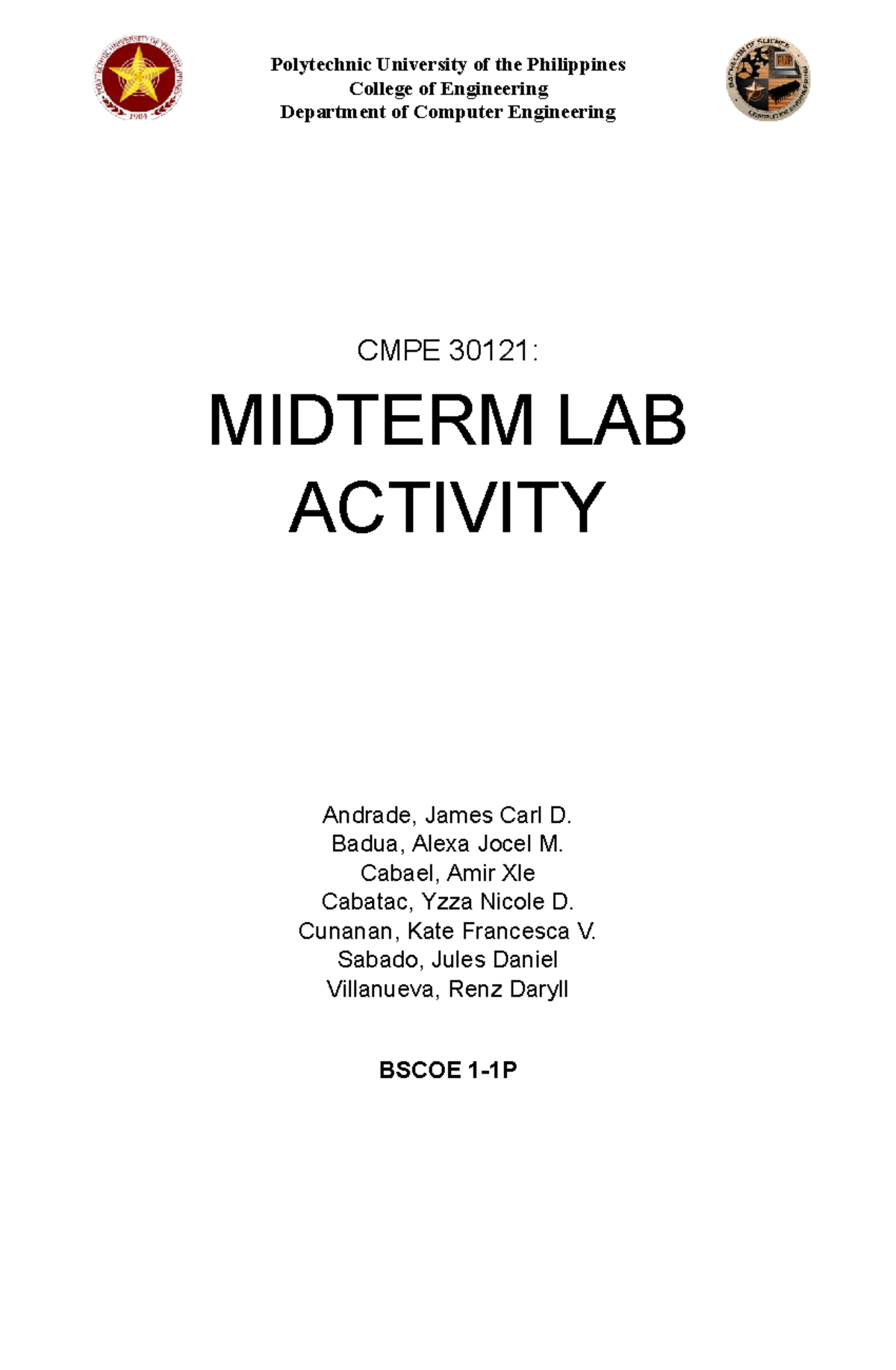 CMPE 30121: Midterm Lab Activity - HDL Calculator Implementation - Studocu