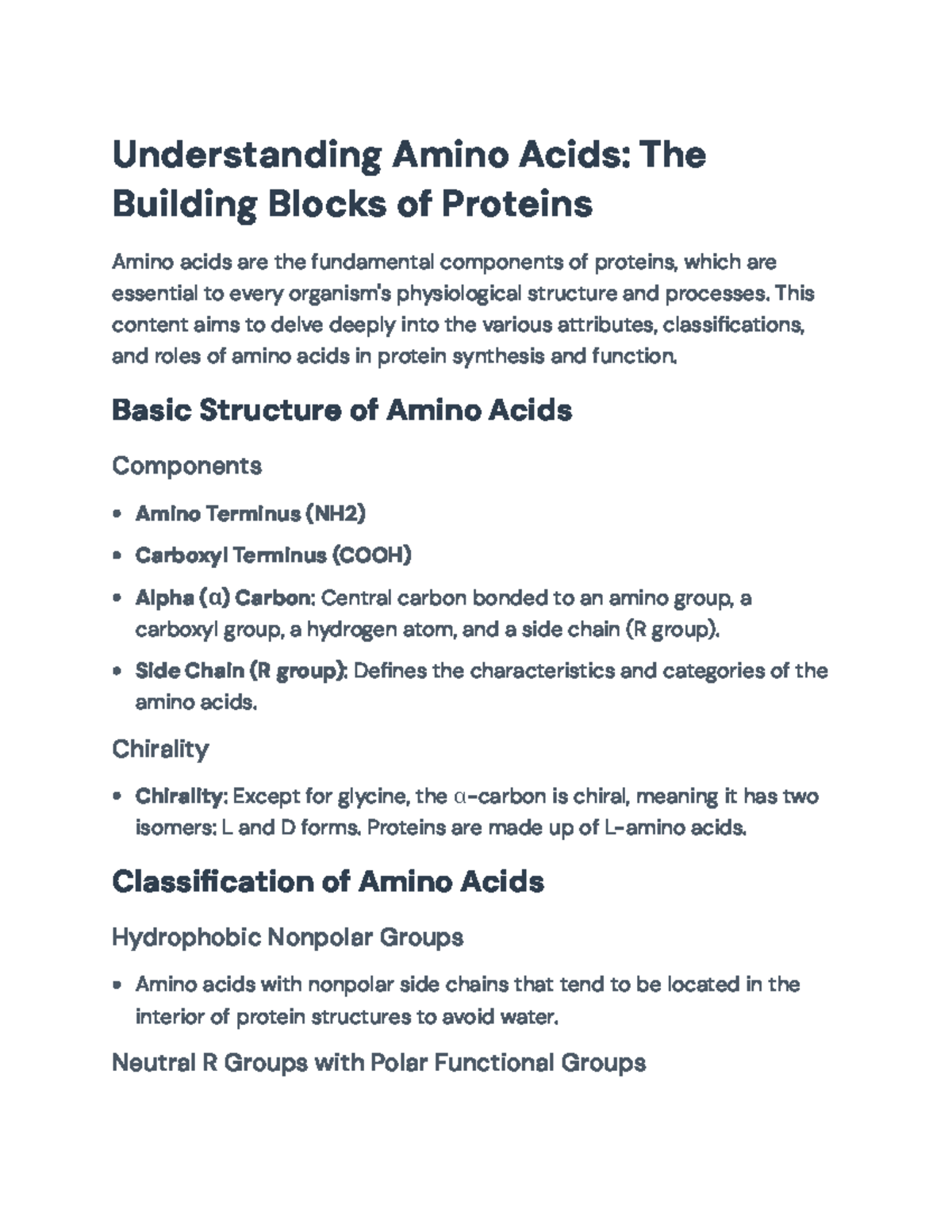 Amino Acids: Essential Building Blocks of Proteins in Biochemistry ...