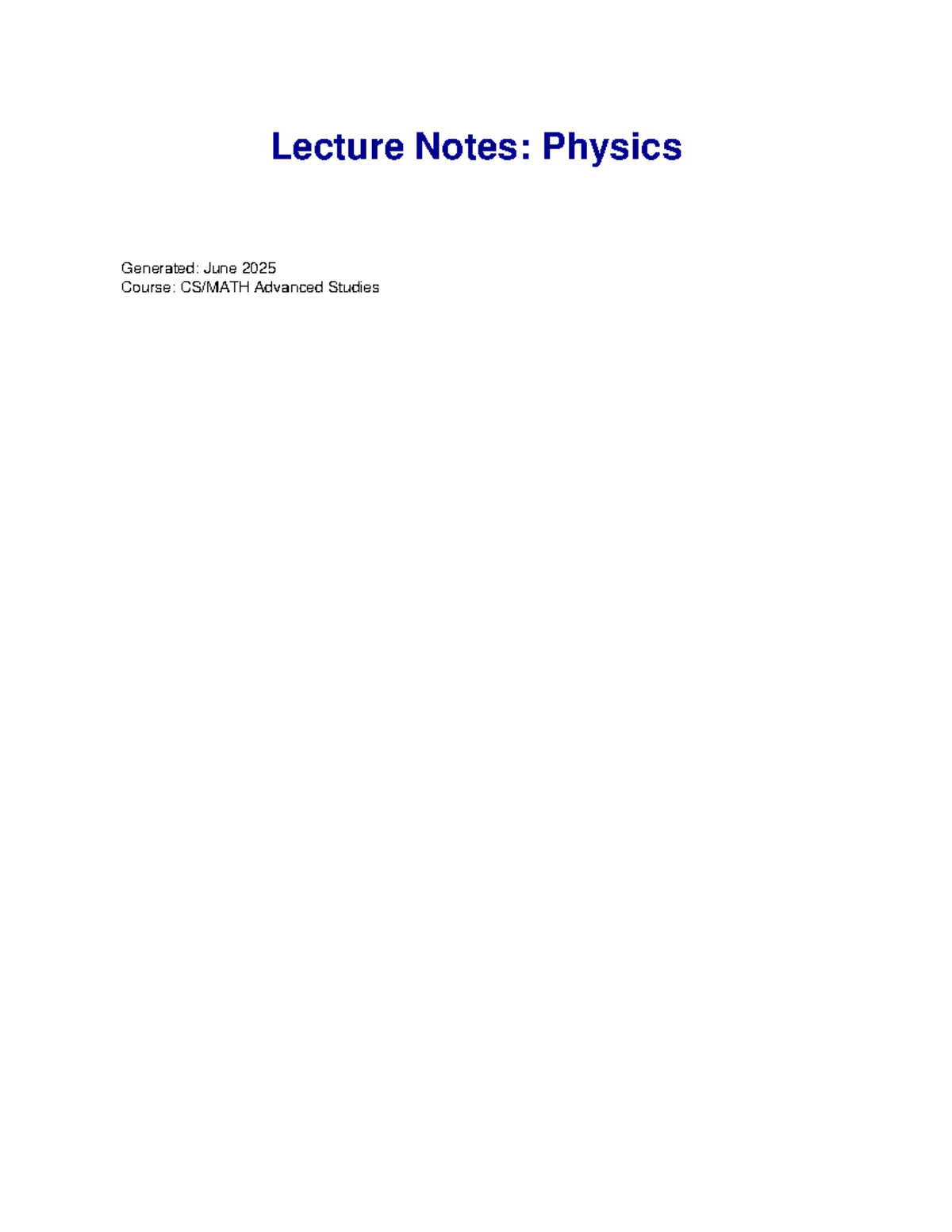 Lecture Notes: Advanced Studies PHYS 005 - Principles of Psychology ...