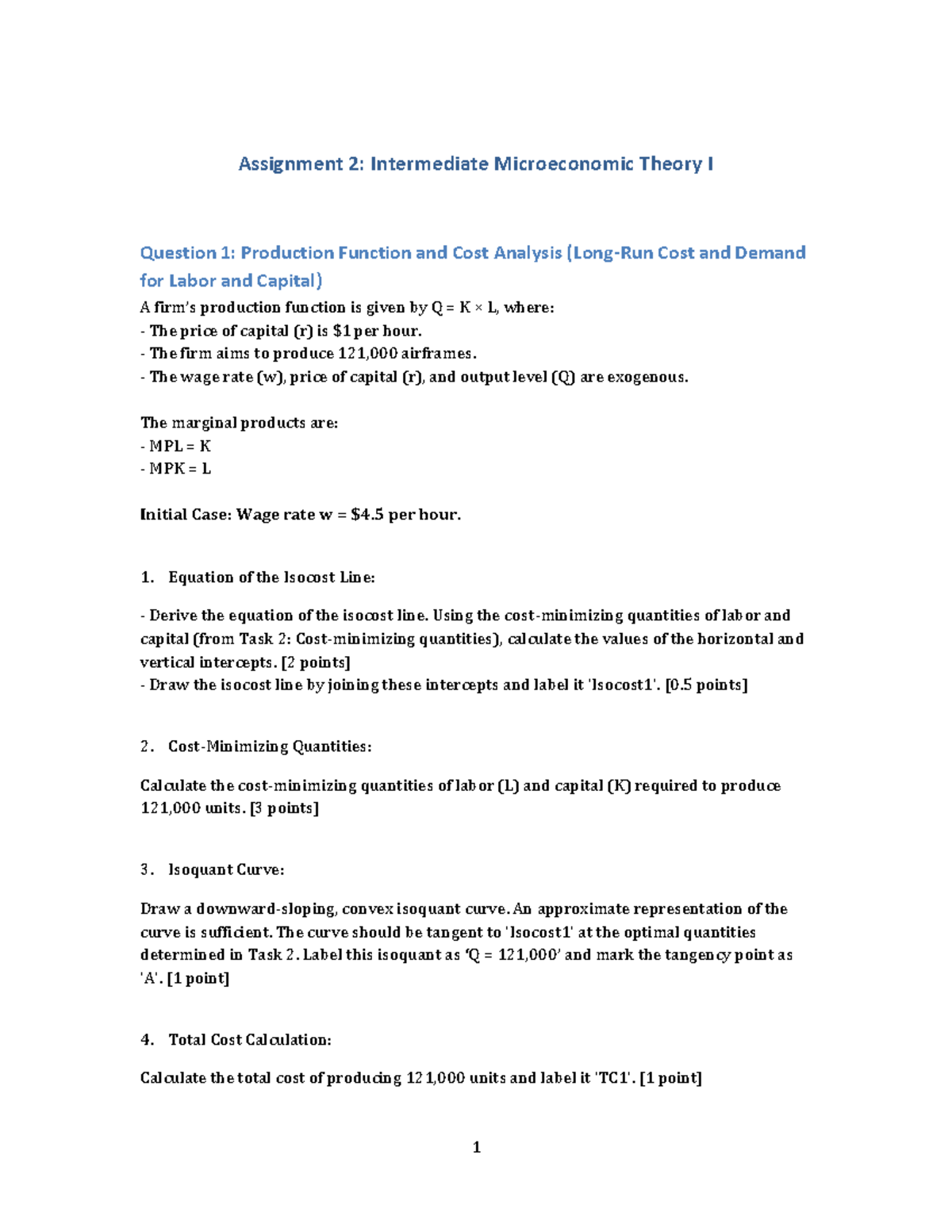 Intermediate Microeconomic Theory Assignment - Assignment 2 ...