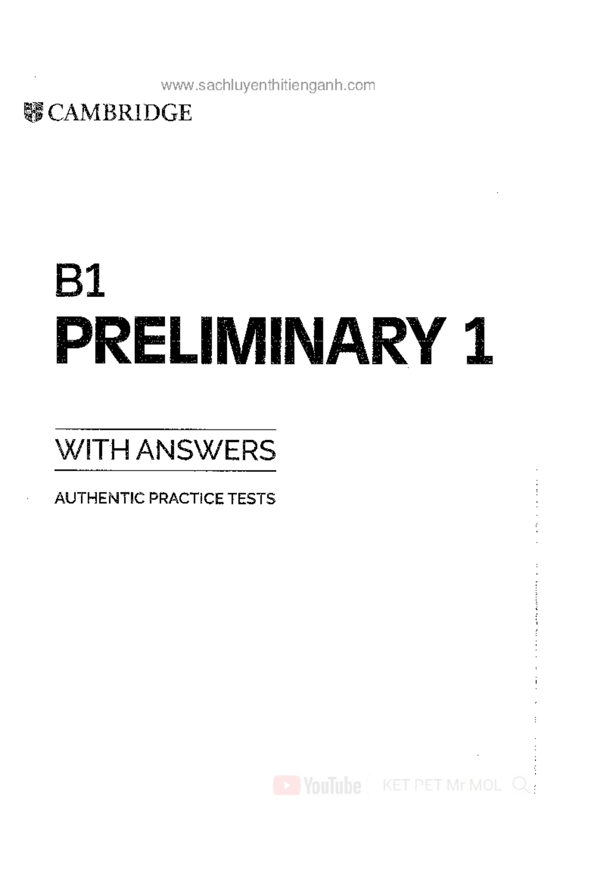 Cambridge B1 Preliminary 1: Authentic Practice Test 1 Reading - Studocu