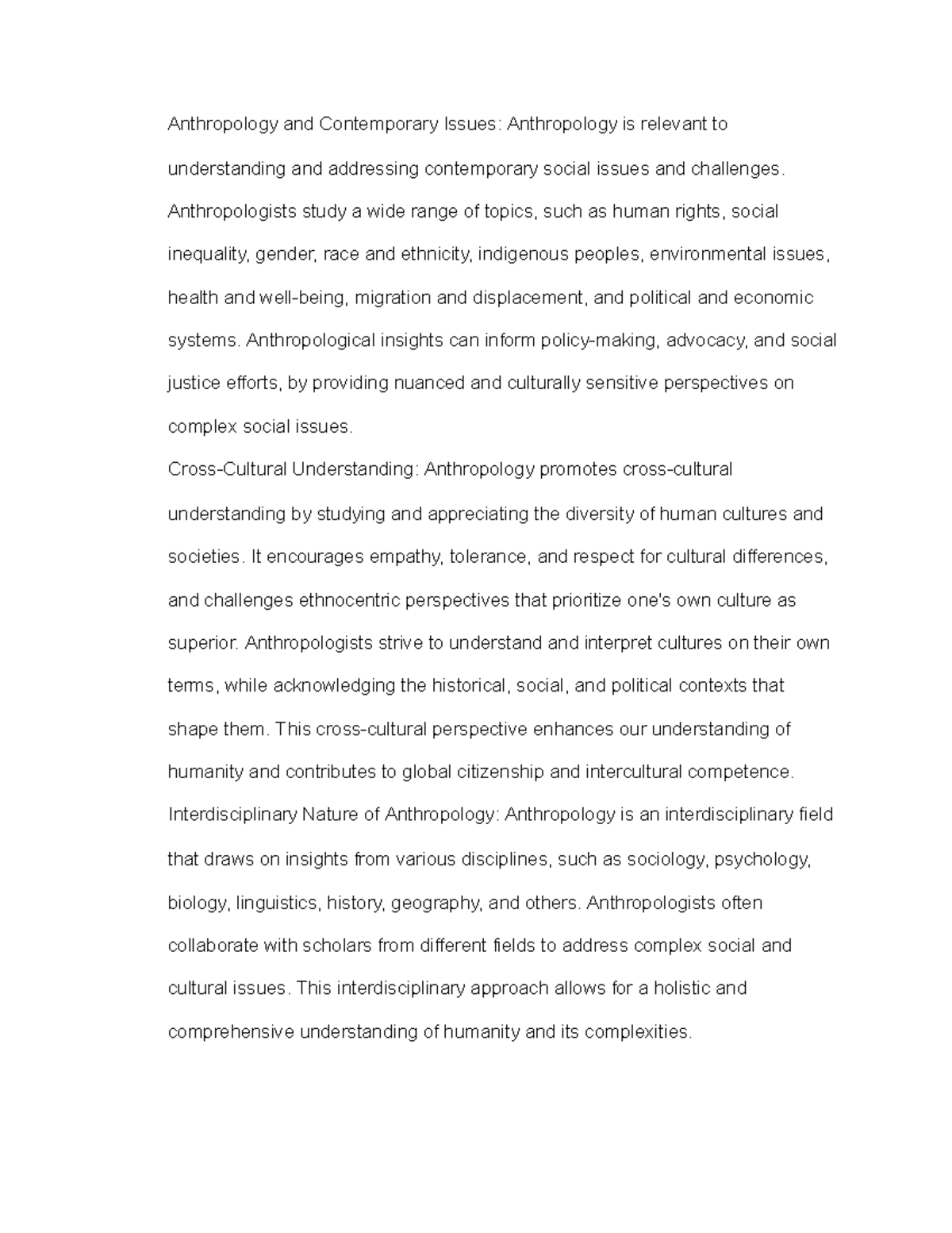 Intro to Anthropology II: Exploring Cultures & Contemporary Issues ...