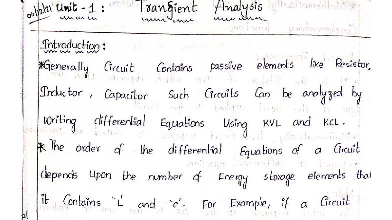 EE 101: Transient Analysis of Circuits with Passive Elements - Studocu