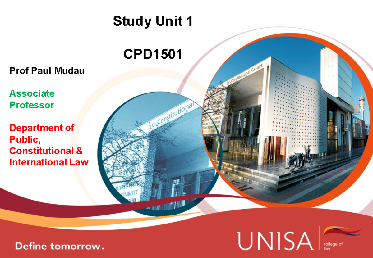 Lecture Slides: Study Unit 1 - CPD1501 Citizenship Law in SA - Studocu