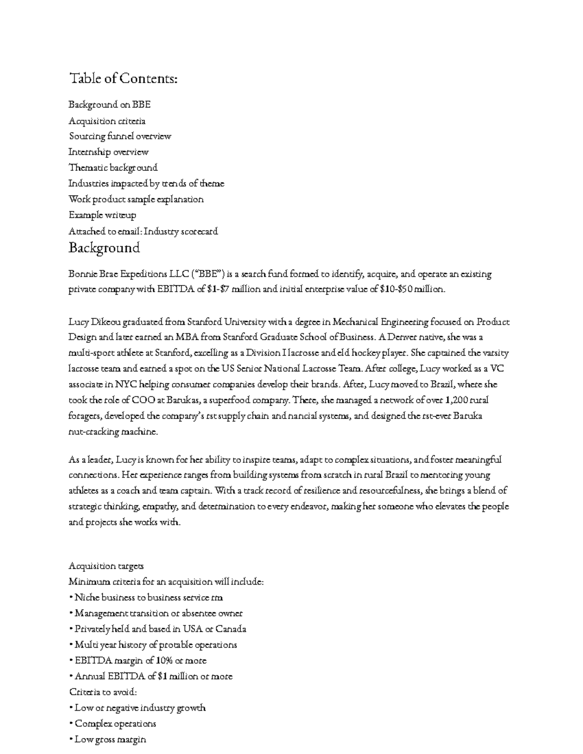 BBE 101: Internship Case Study & Industry Research Overview - Studocu
