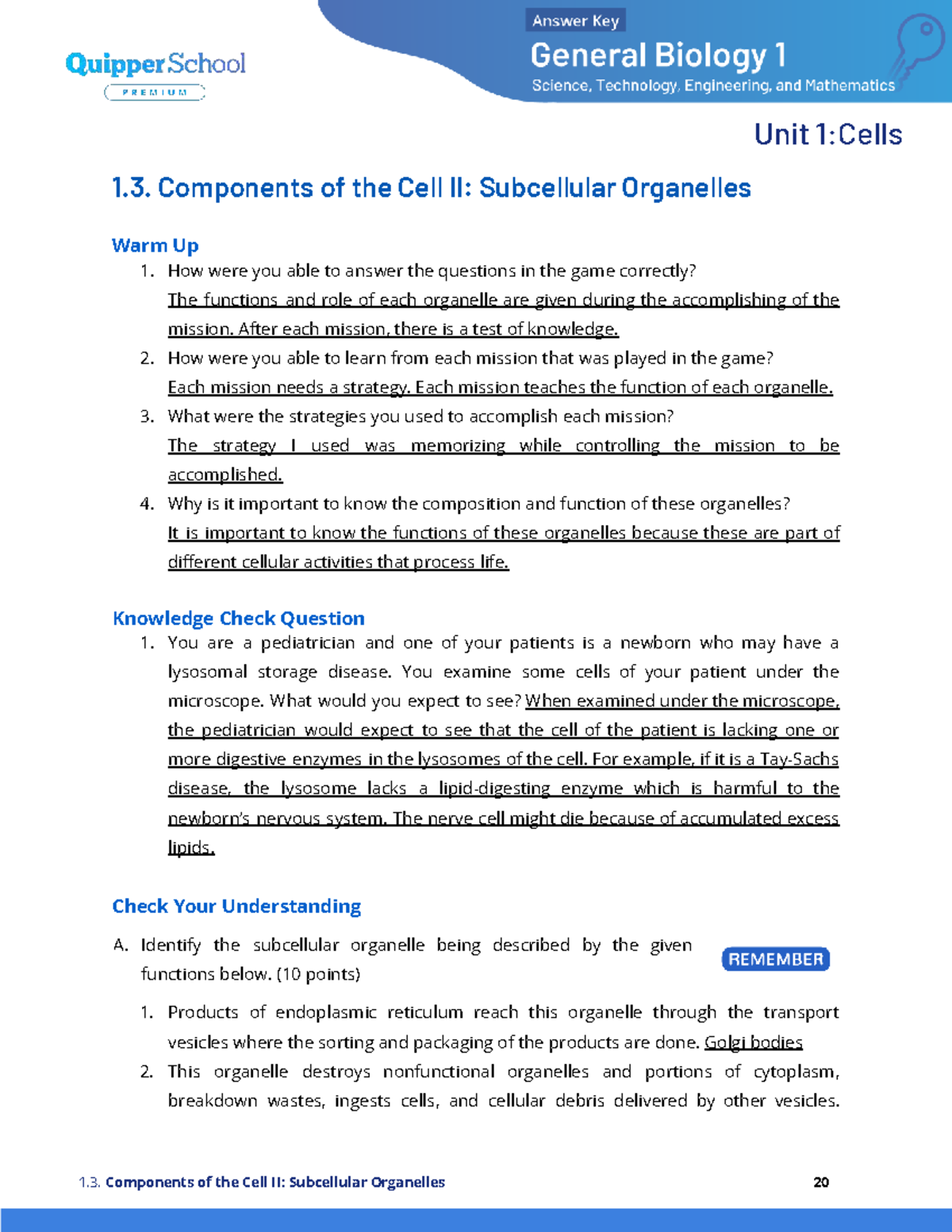 BIO1 11 12 Q1 0103 AK - Unit 1: Cells & Subcellular Organelles Overview ...