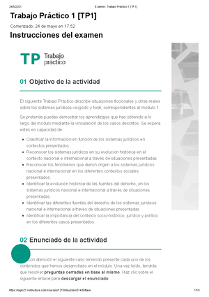 Examen Trabajo Práctico 1 [TP1] 90% - Trabajo Práctico 1 [TP1] Comenzado: 19 de oct en 21: - Studocu