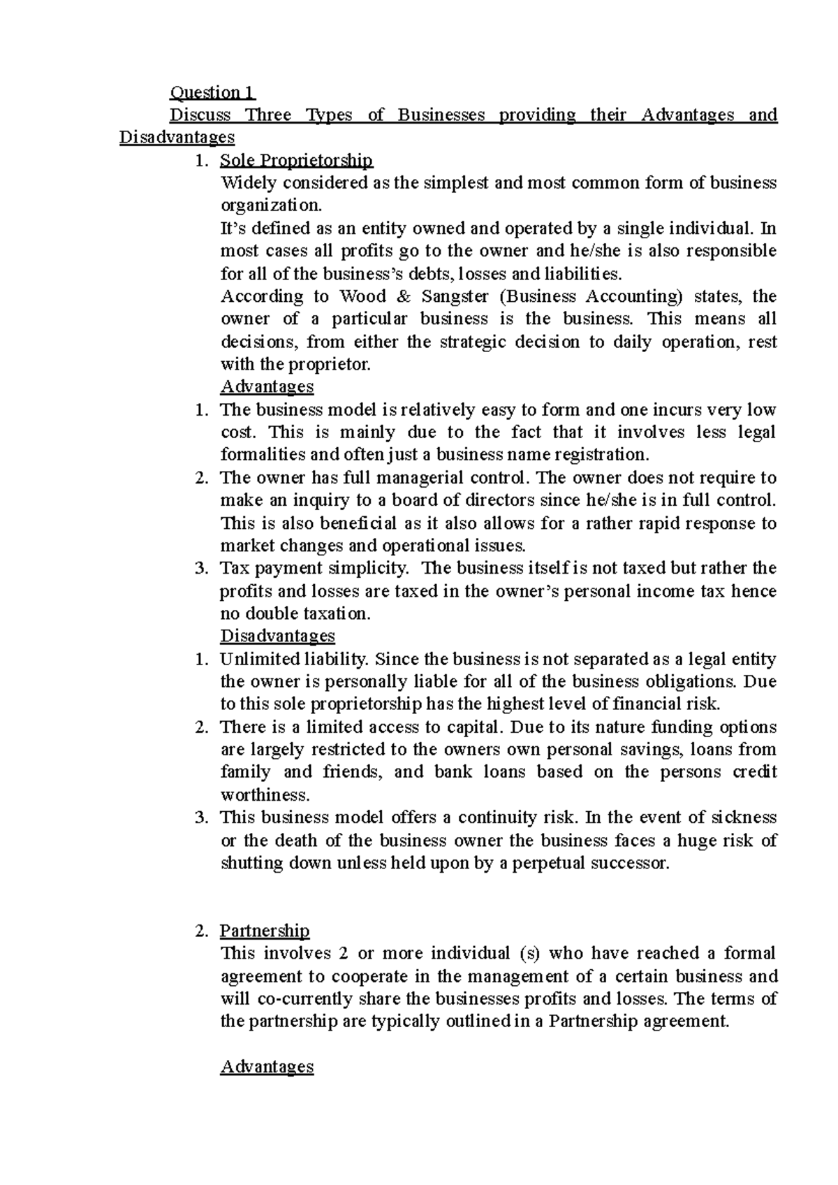 Basic Accounting Assignment: Types of Businesses & Software ...