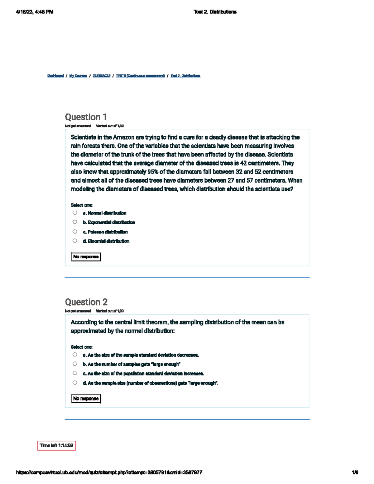 Statisctic UNit 2 test - Khóa học - Studocu