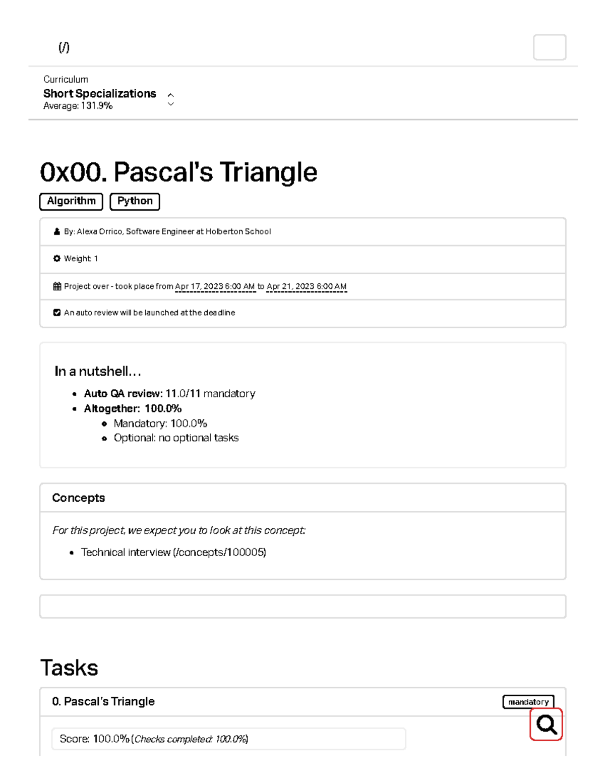 Project 0x00: Pascal's Triangle Algorithm Overview - Studocu
