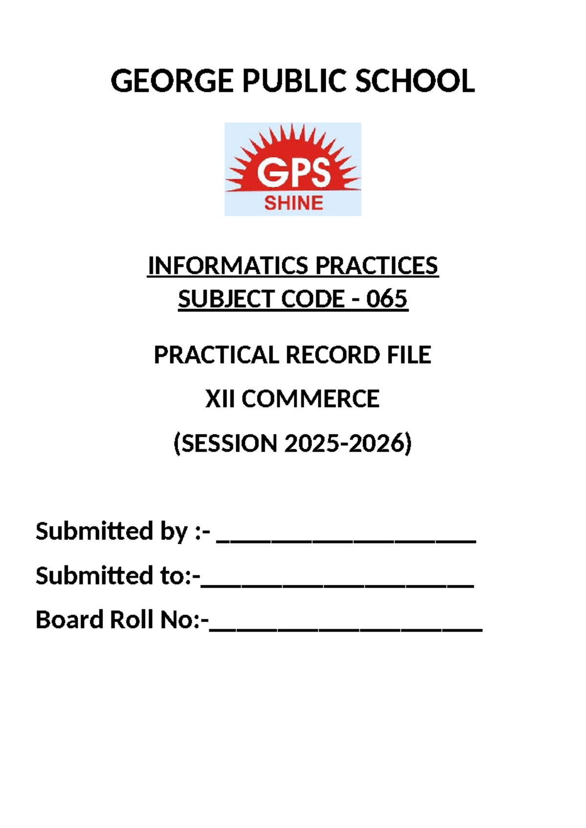 Ip practical record file front page - Computer Science SL - GEORGE ...
