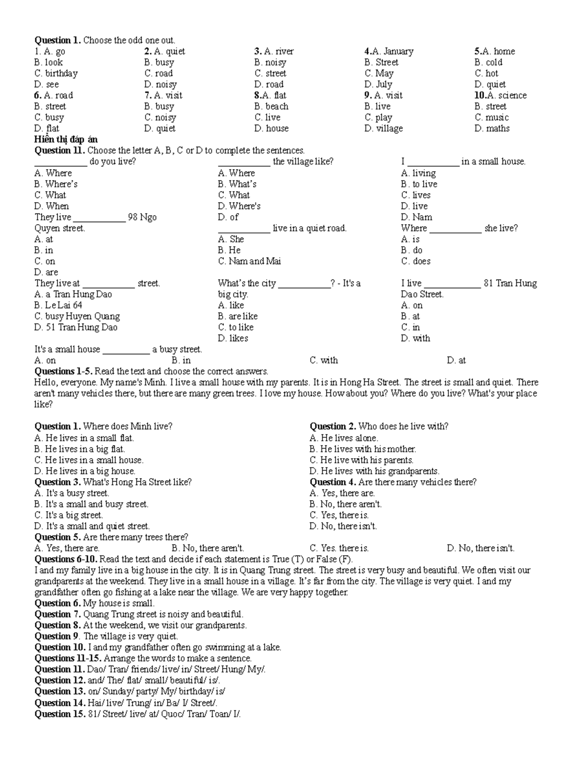 English Language Quiz Questions and Answers (ELQ 101) - Studocu