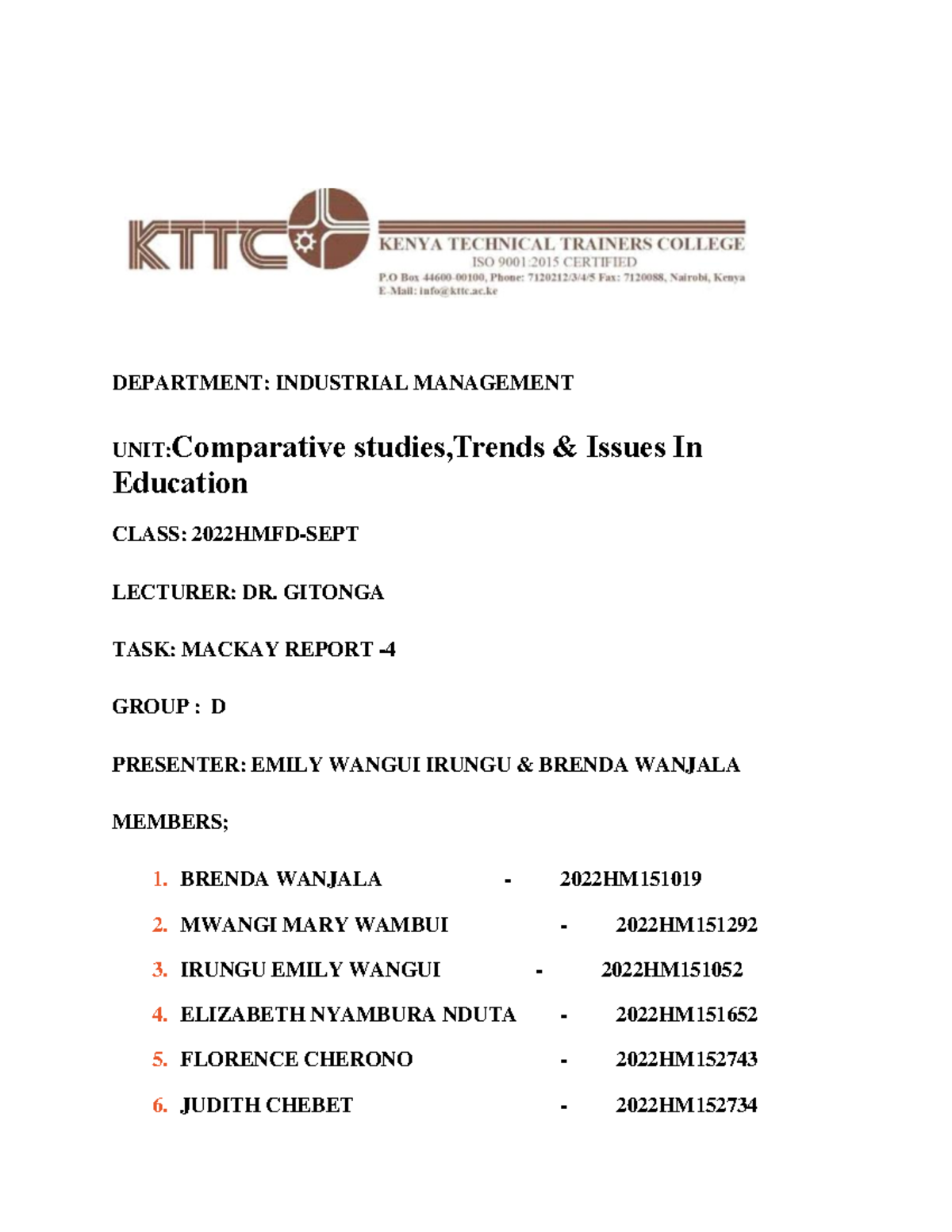 Comparative Assignment: Insights from Mackay Report - 4 (2022HMFD-SEPT ...