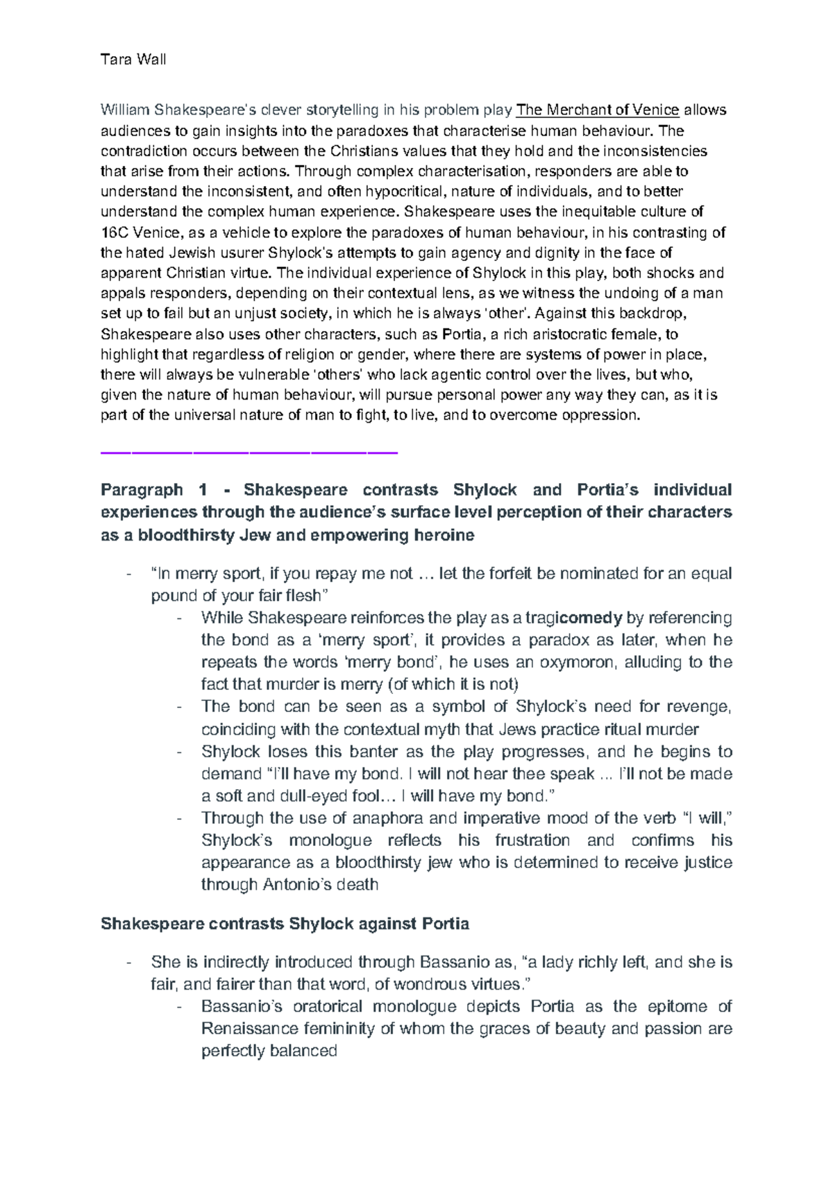 ENG2001 Common Module Thesis: Exploring Paradoxes in The Merchant of ...