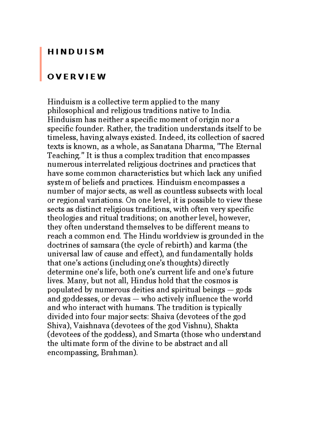 HINDUISM OVERVIEW: Key Concepts, Texts, and Philosophical Traditions ...