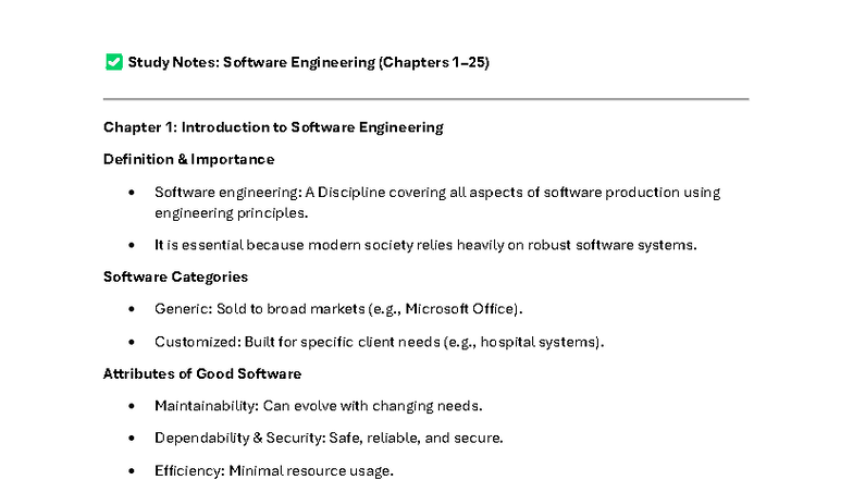 Itsea Study Notes: Software Engineering Overview and Key Concepts - Studocu