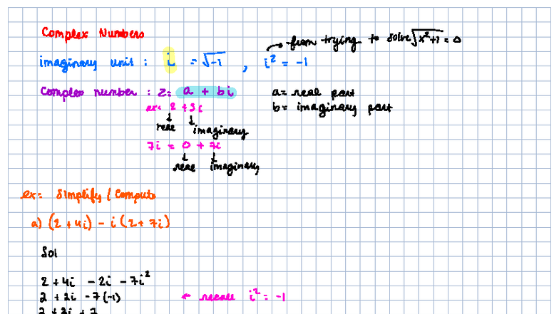 Complex Numbers Lecture Notes - Understanding Imaginary Units and ...