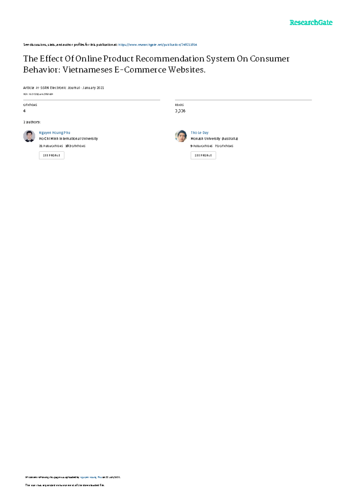 The Effect of OPR Systems on Consumer Behavior: Vietnamese E-Commerce ...