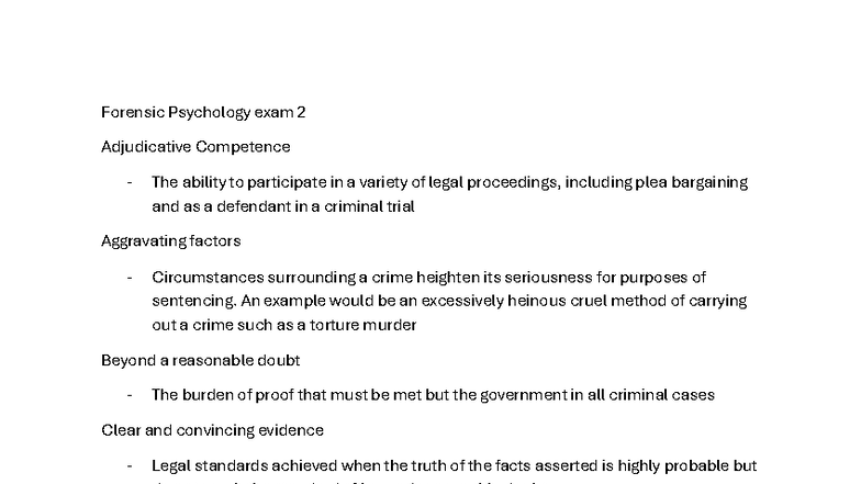 Forensic psychology exam 2 - An example would be an excessively heinous ...