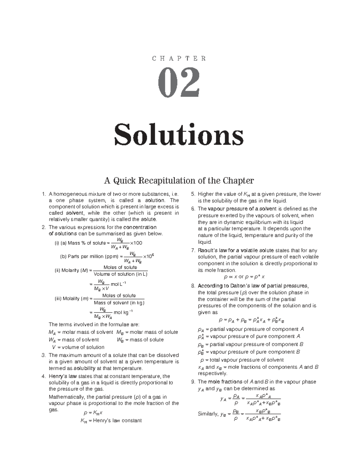 Chapter 02: Solutions - Key Concepts and Formulas - Studocu