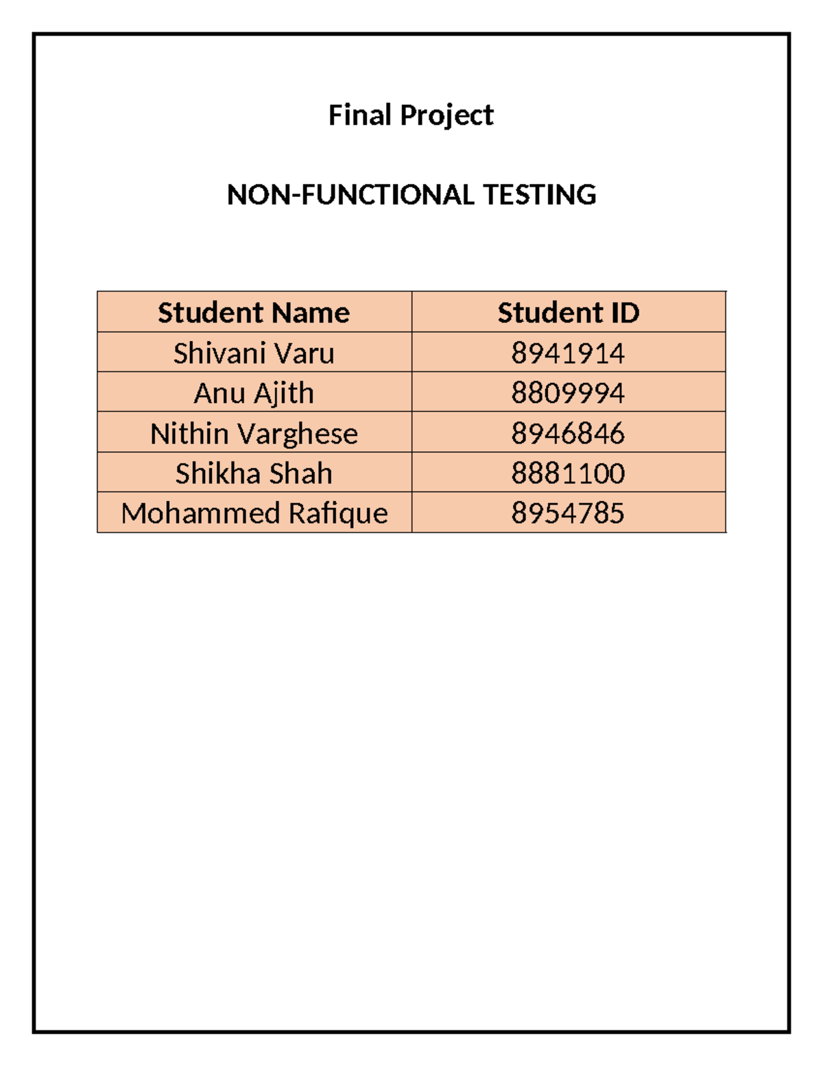 Final Project: Non-Functional Testing Overview & Results Analysis - Studocu