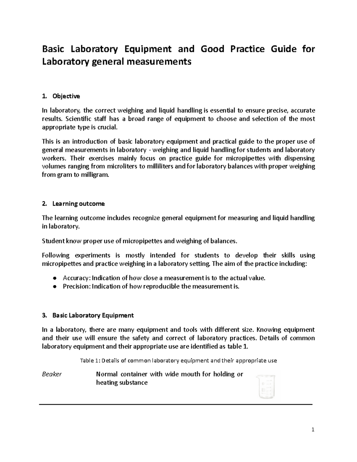 Basic Laboratory Equipment & Measurement Techniques Guide (02) - Studocu