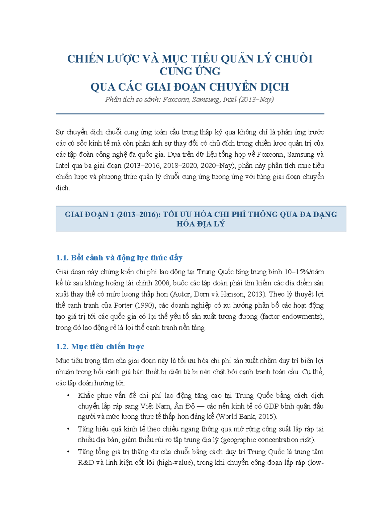 CHIẾN LƯỢC QUẢN LÝ CHUỖI CUNG ỨNG QUA CÁC GIAI ĐOẠN: FOXCONN, SAMSUNG ...