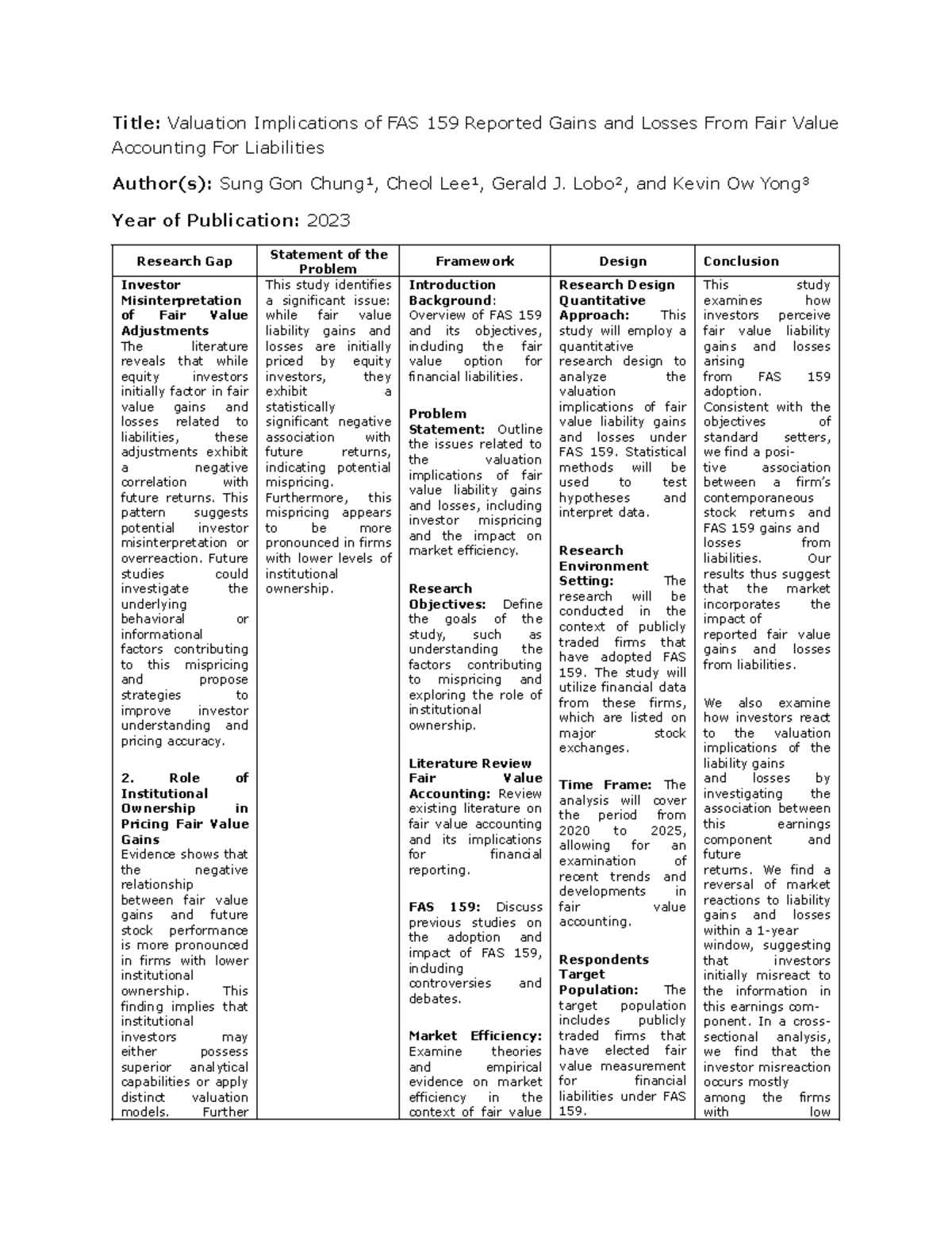 Valuation Implications of FAS 159: Investor Misinterpretation & Market ...