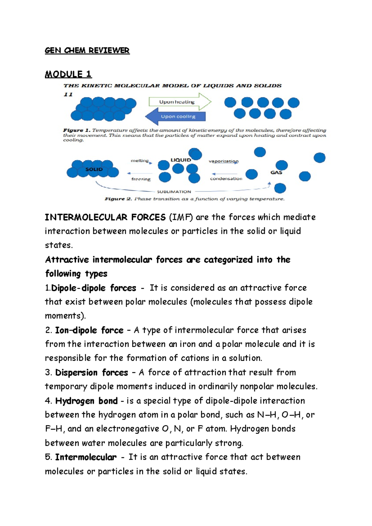 GEN CHEM Reviewer Q3 - Intermolecular Forces & Thermodynamics Notes ...