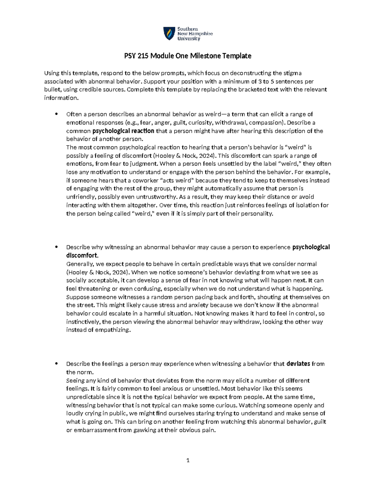 PSY 215 Module One Milestone: Understanding Abnormal Behavior Stigma - Studocu