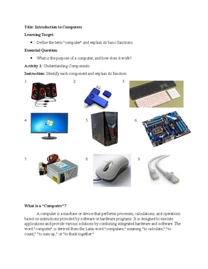 Lesson 1 - Introduction to MS Word Interface and Components - Studocu