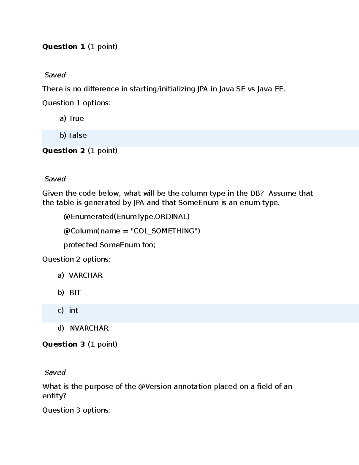 Quiz 05 - JPA Concepts and Annotations (CS101) - Studocu